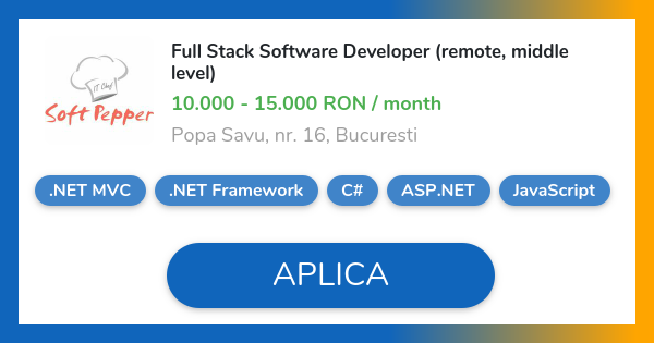 Remote Full Stack Software Developer (remote, middle level) | SOFT PEPPER SOLUTIONS SRL