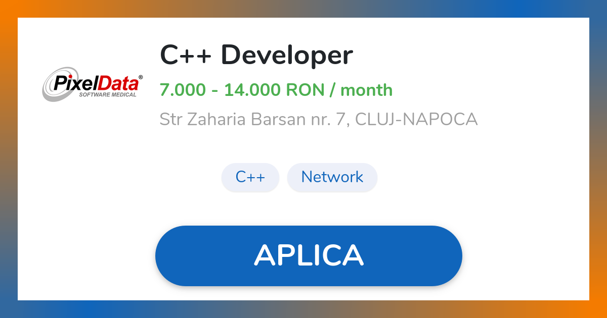 C Developer Job In Cluj Napoca Pixeldata