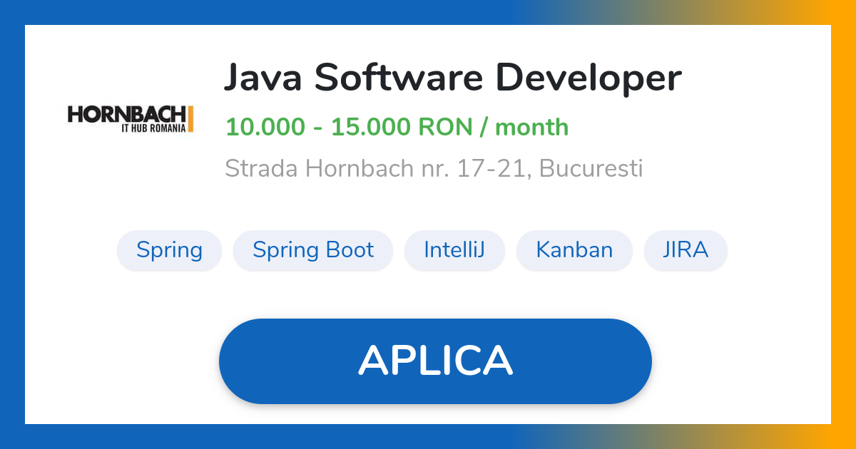 Remote Java Software Developer | HORNBACH IT HUB ROMANIA