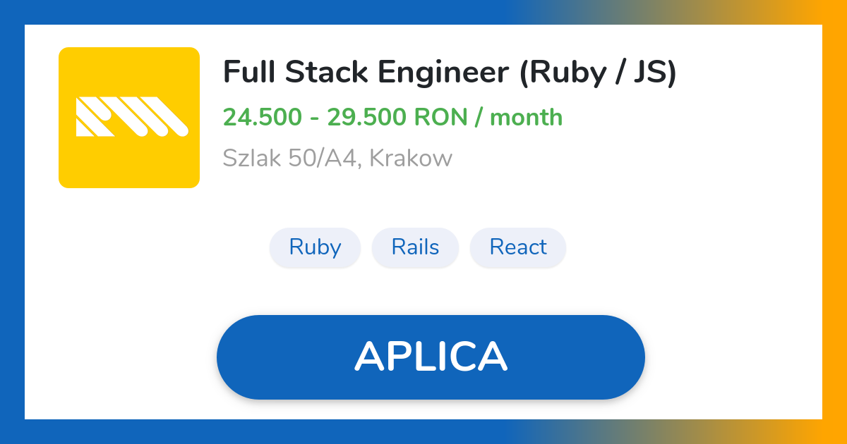Remote Full Stack Engineer (Ruby / JS) | Railsware Remote Full Stack Engineer (Ruby / JS) | Railsware