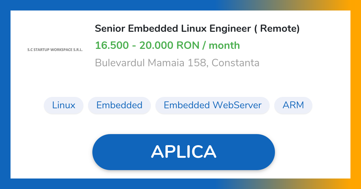Remote Senior Embedded Linux Engineer ( Remote) | Startup Workspace