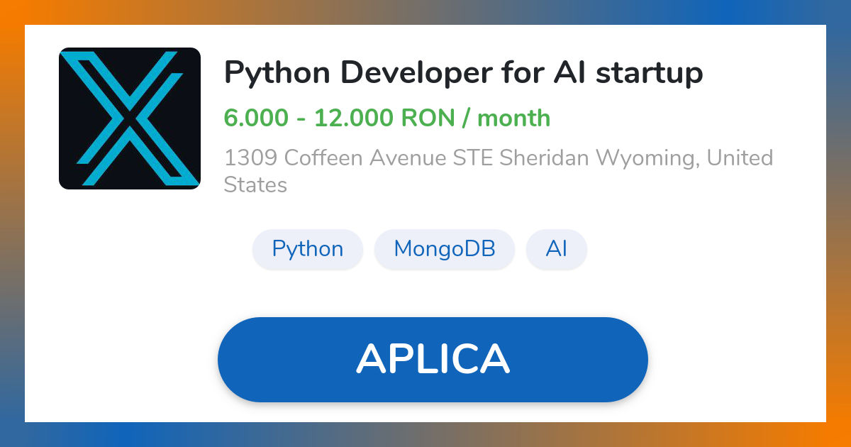 Remote Python Developer for AI startup | Xreacher