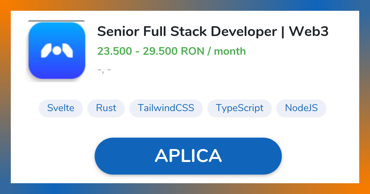 Remote Senior Full Stack Developer | Web3 | Infinitro