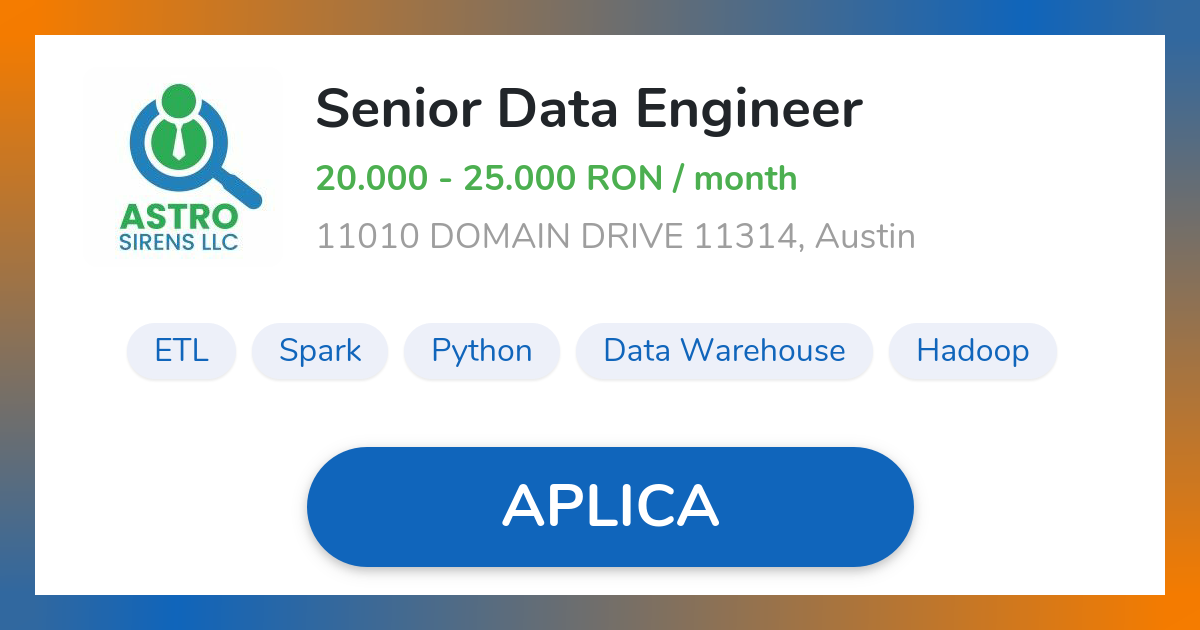 Remote Senior Data Engineer | Astro Sirens LLC